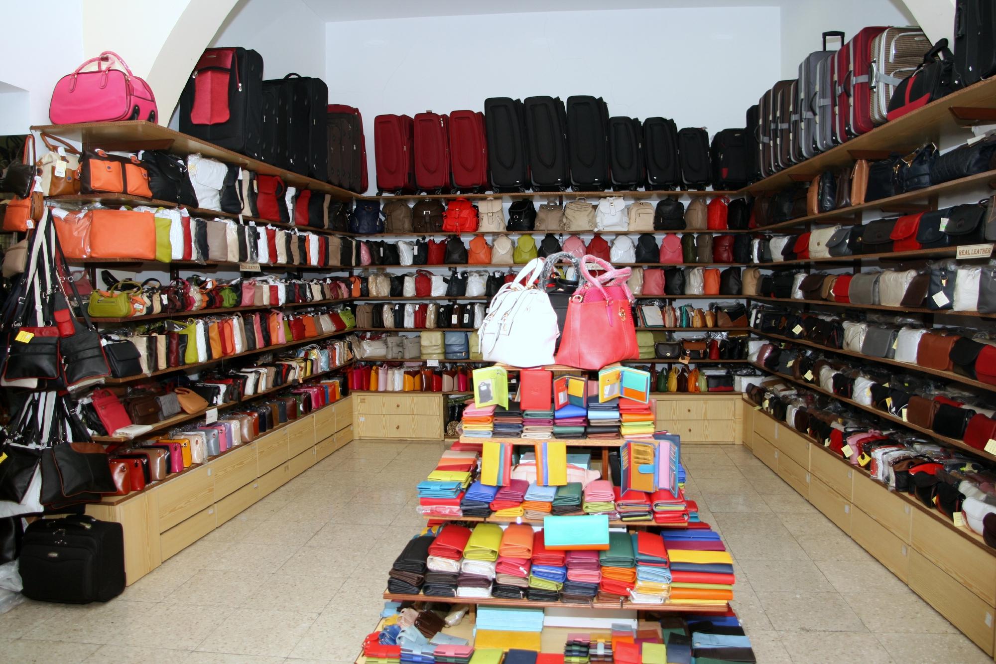 Leather handbag shops store