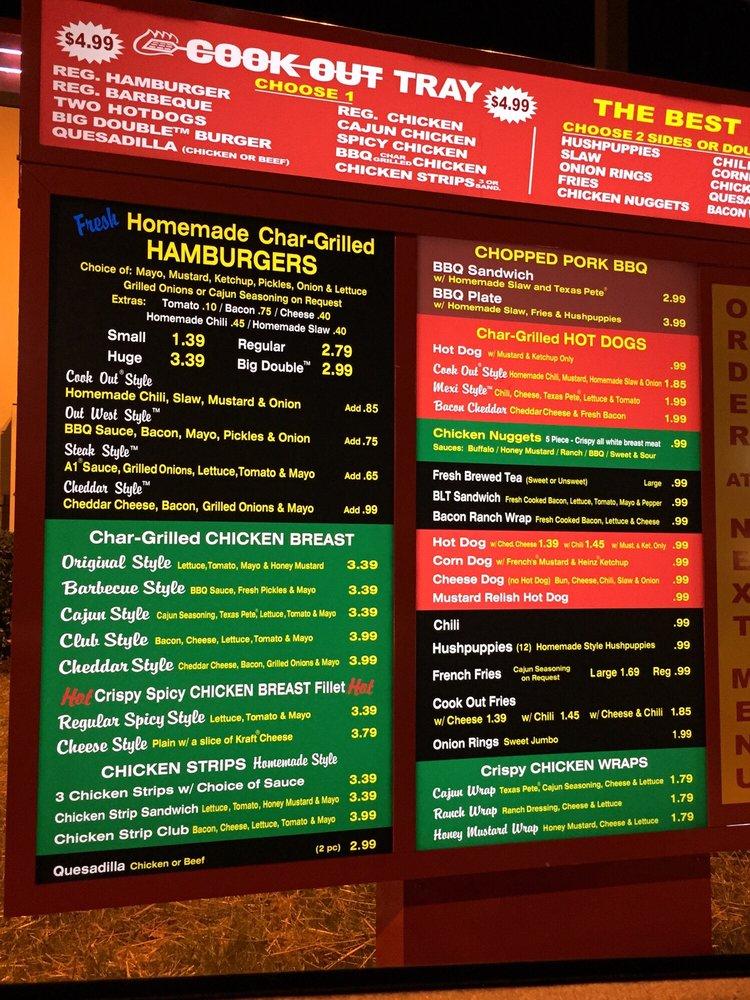 Cookout menu with prices 2020 store