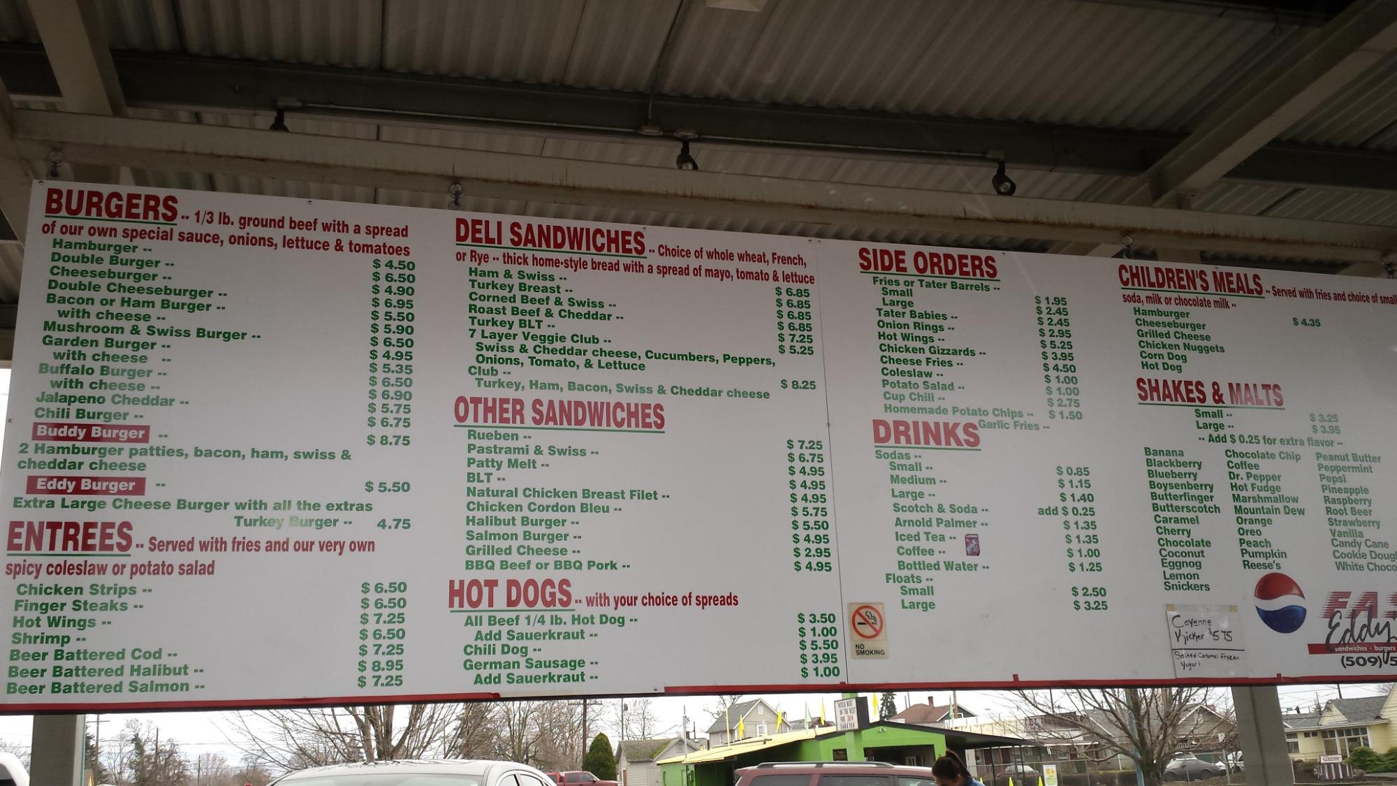 Fast eddie's menu store