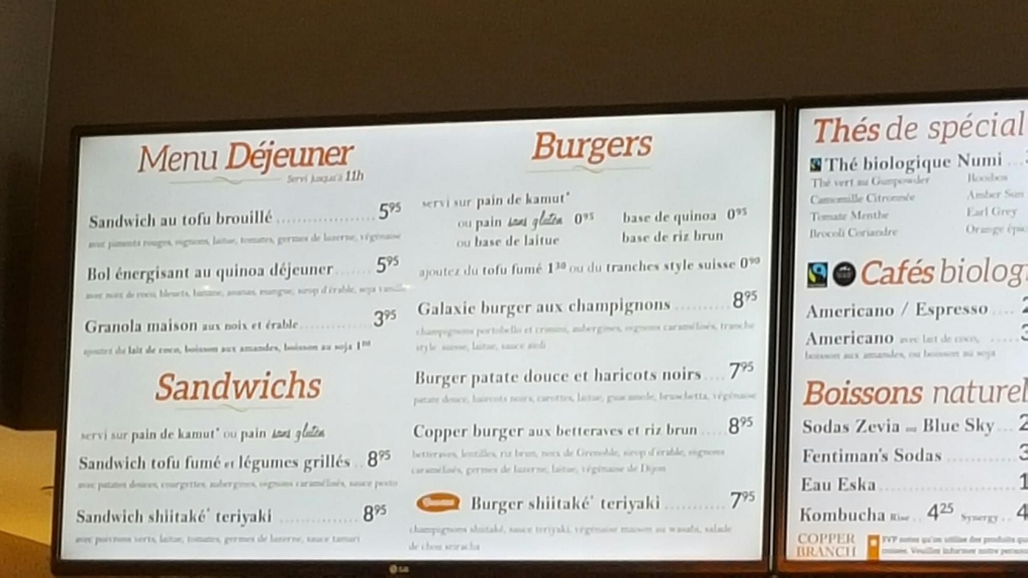 Copper branch menu store
