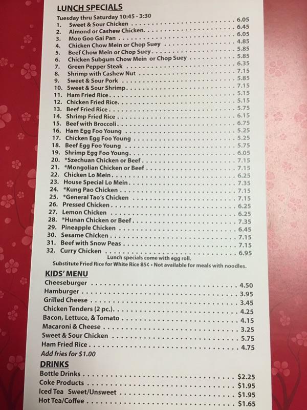 New asia menu store