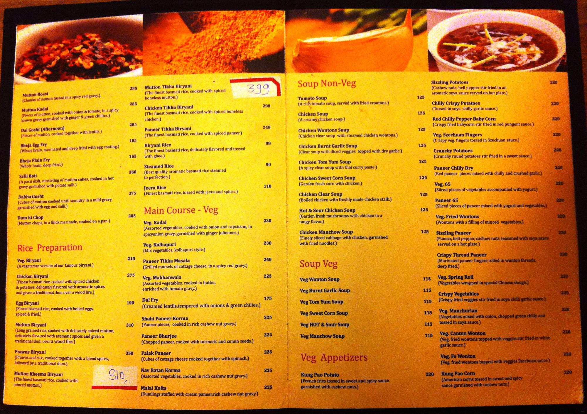 Delhi darbar menu store
