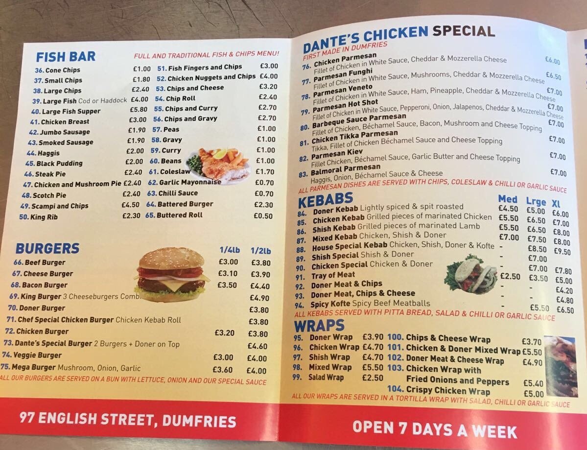 DANTE S FISH CHIPS AND KEBAB Dumfries Photos Restaurant Reviews Order Online Food Delivery Tripadvisor