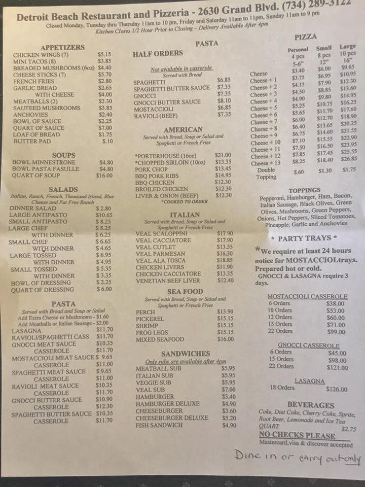 Detroit beach pizzeria store
