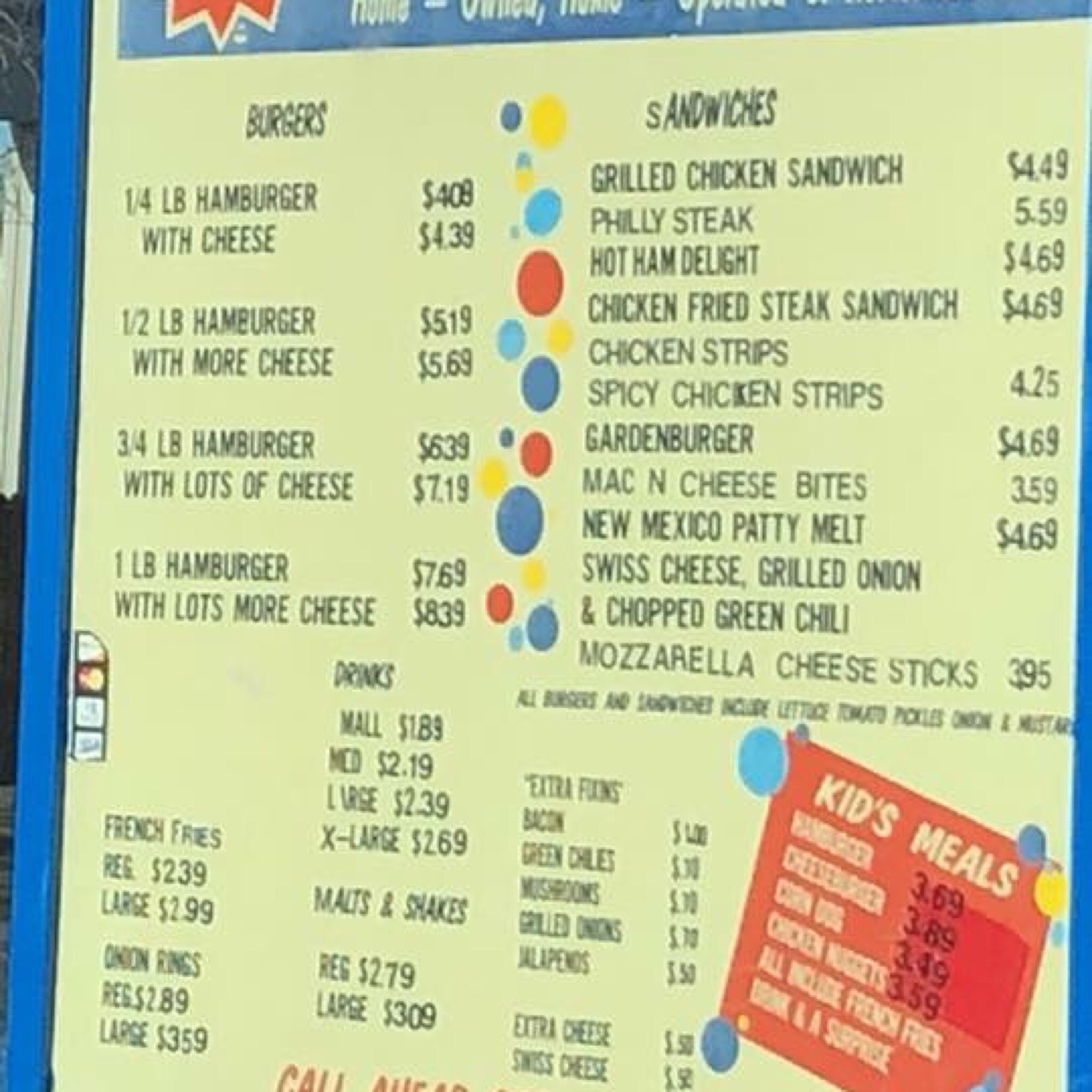 Hometown burger menu store