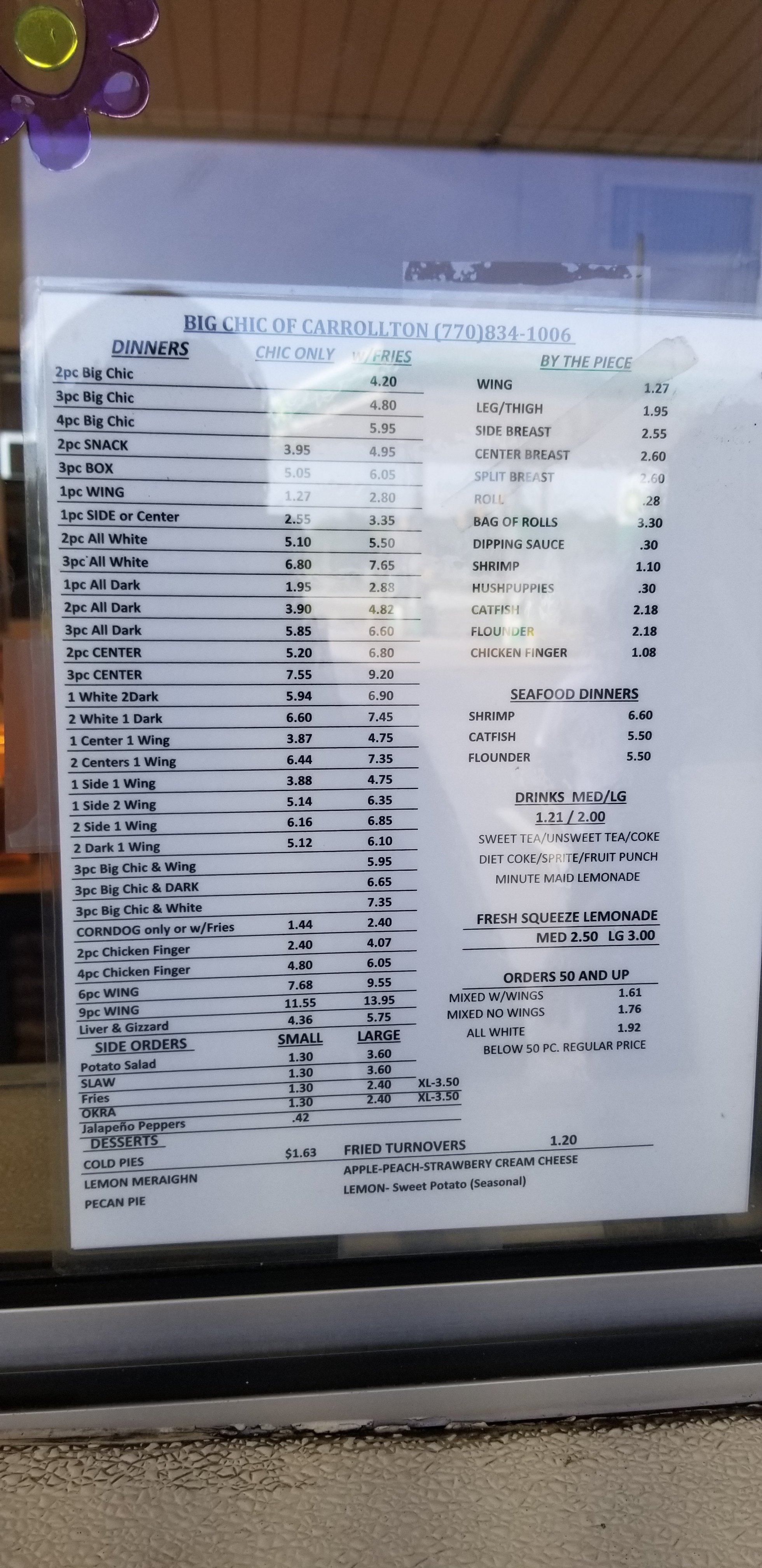 Big chic menu store
