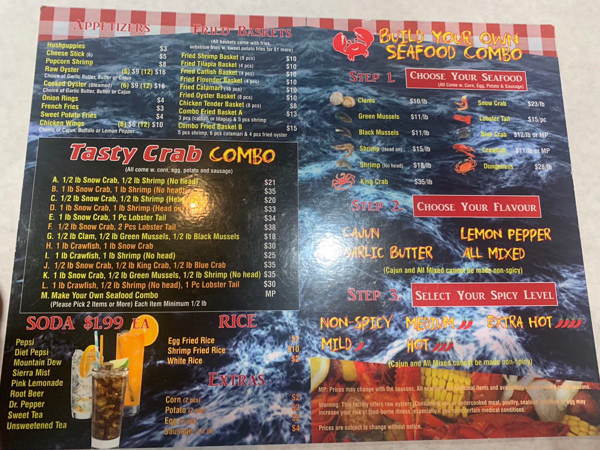 Tasty crab menu store