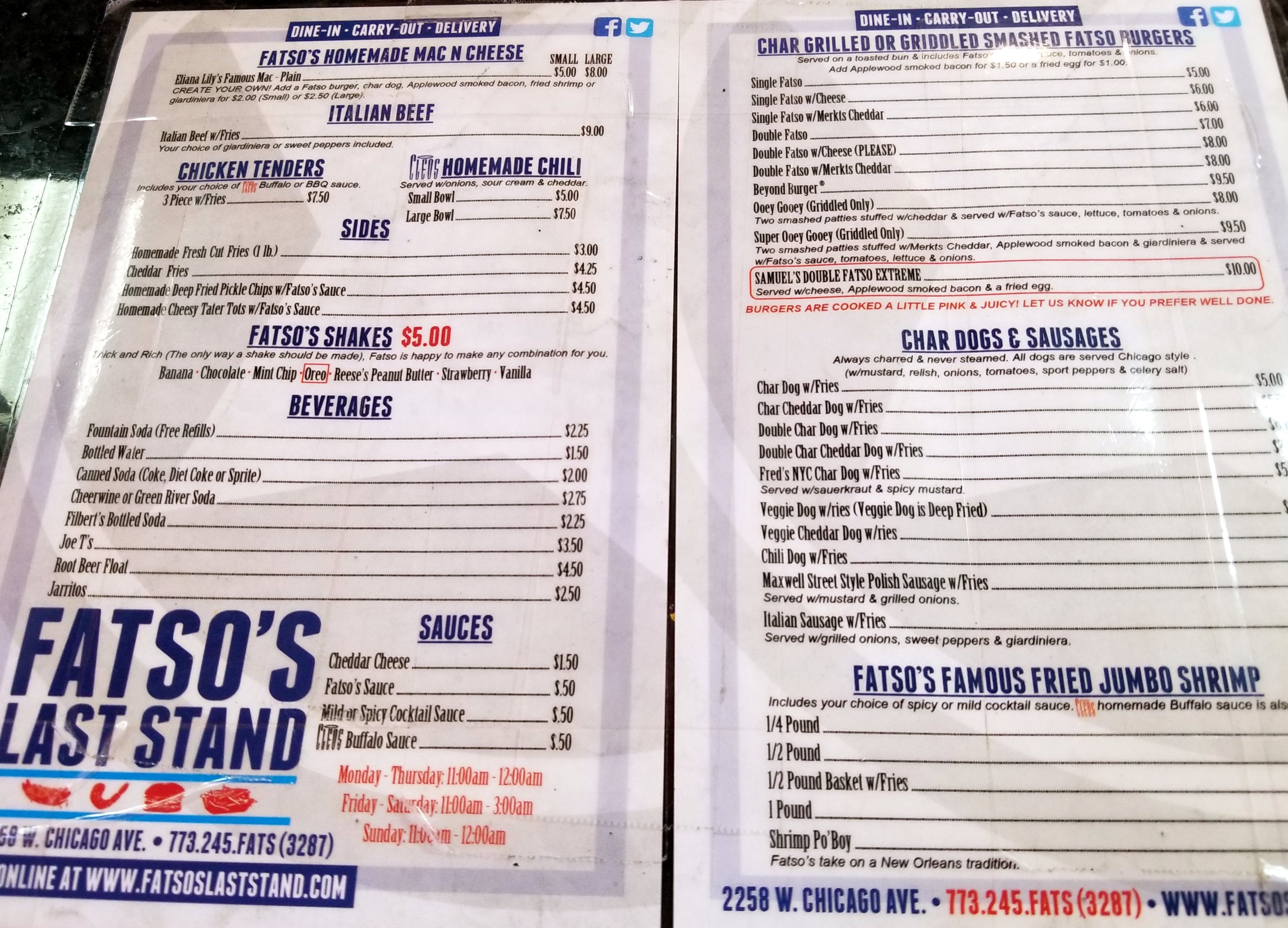 Fatsos menu store