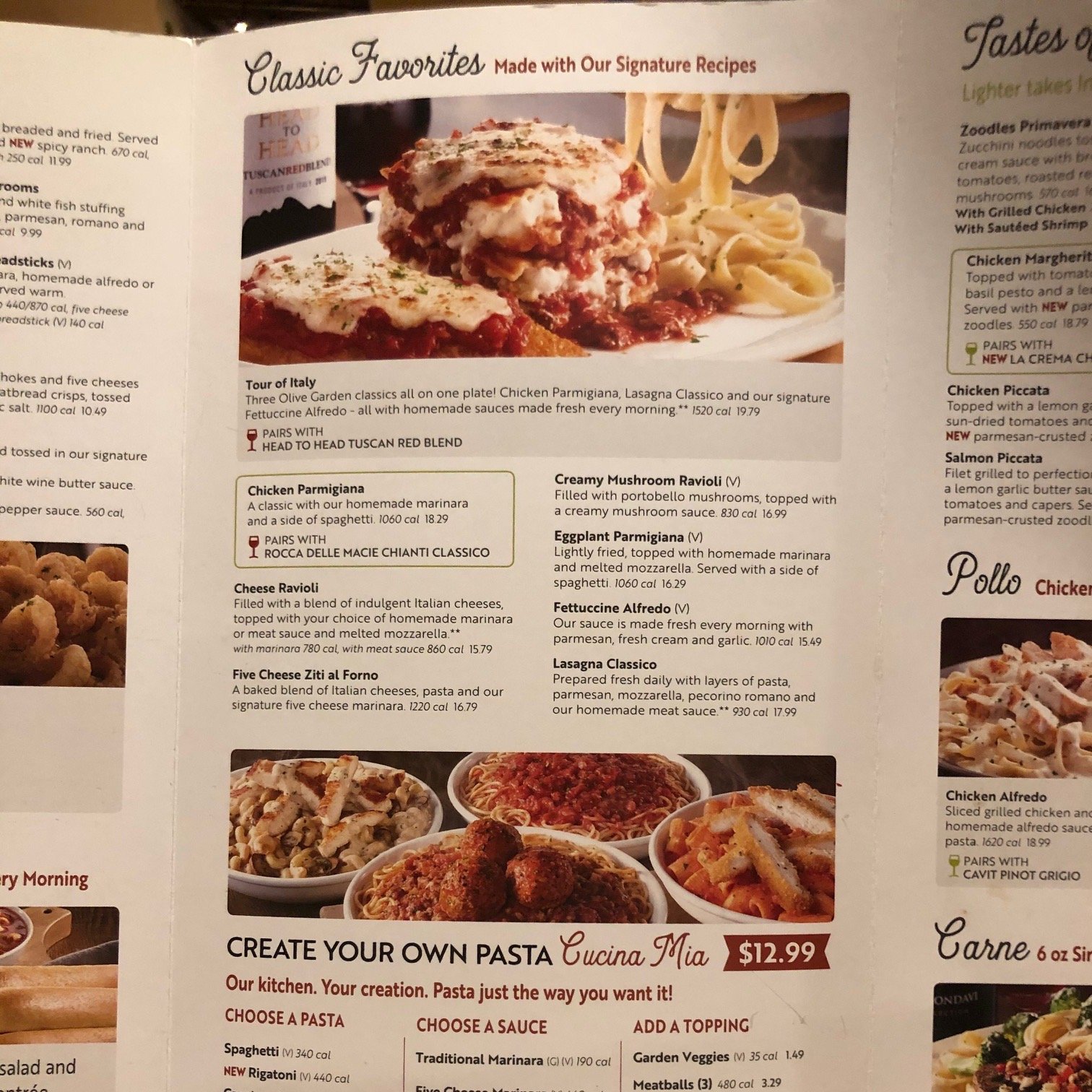 Prices at olive garden store