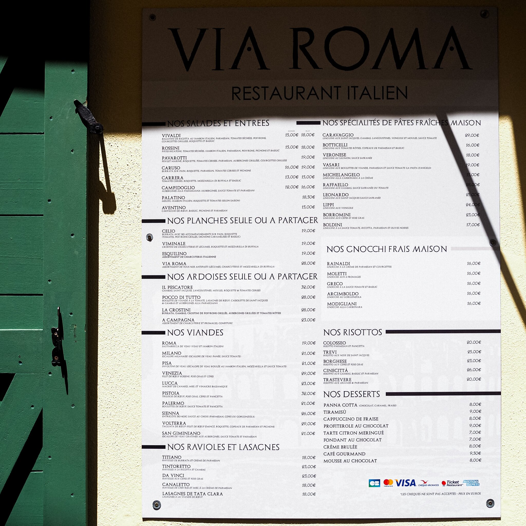 Via roma menu store