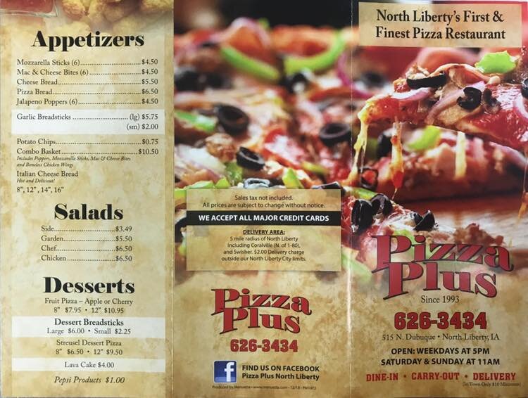 PIZZA PLUS North Liberty Menu Prices Restaurant Reviews Tripadvisor