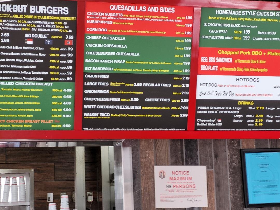 Cookout menu with prices 2020 store