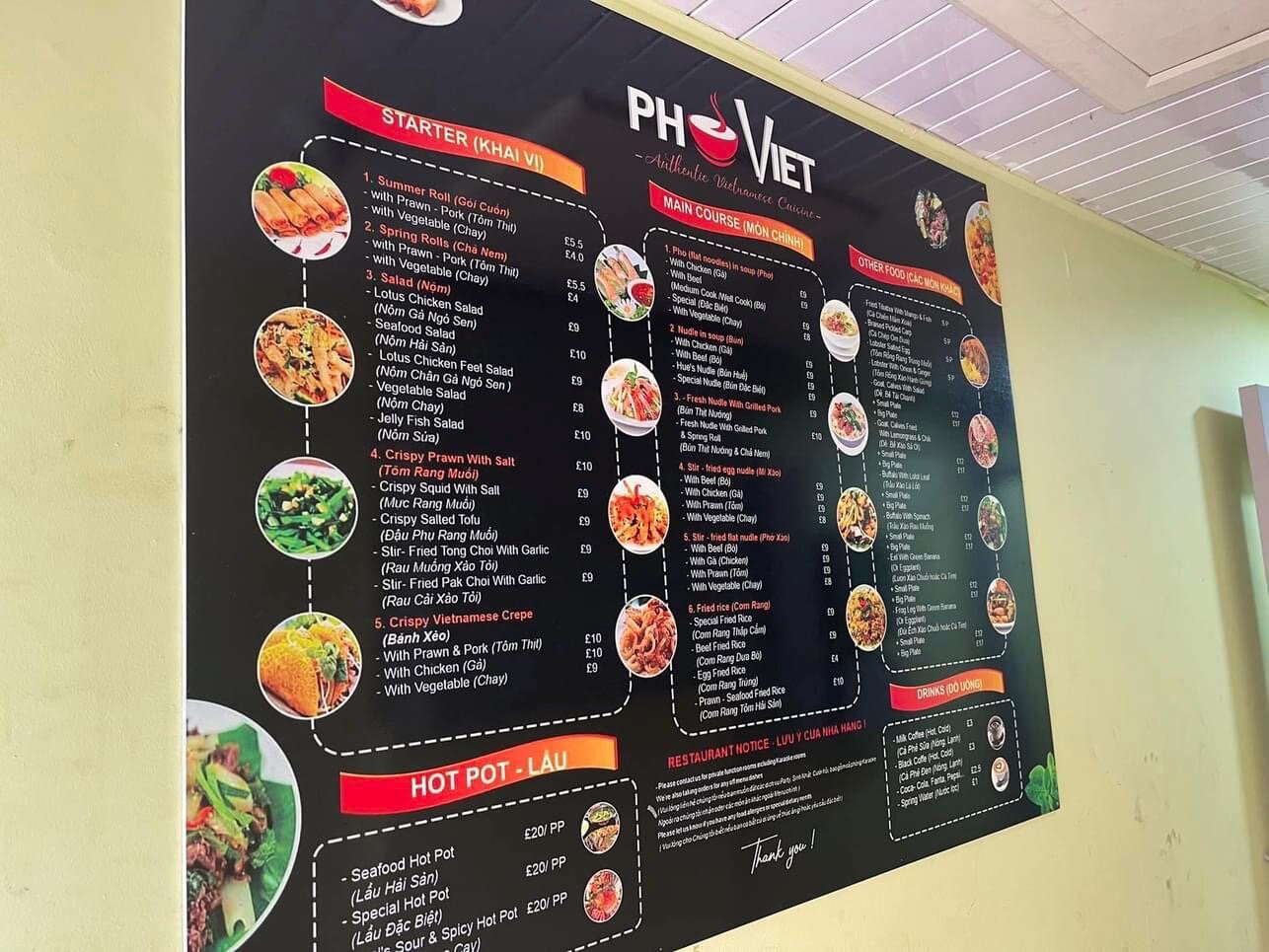 Pho viet menu store