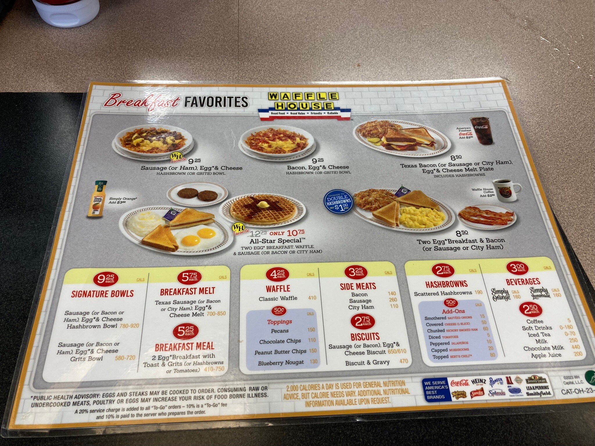 Waffle house menu 2020 store